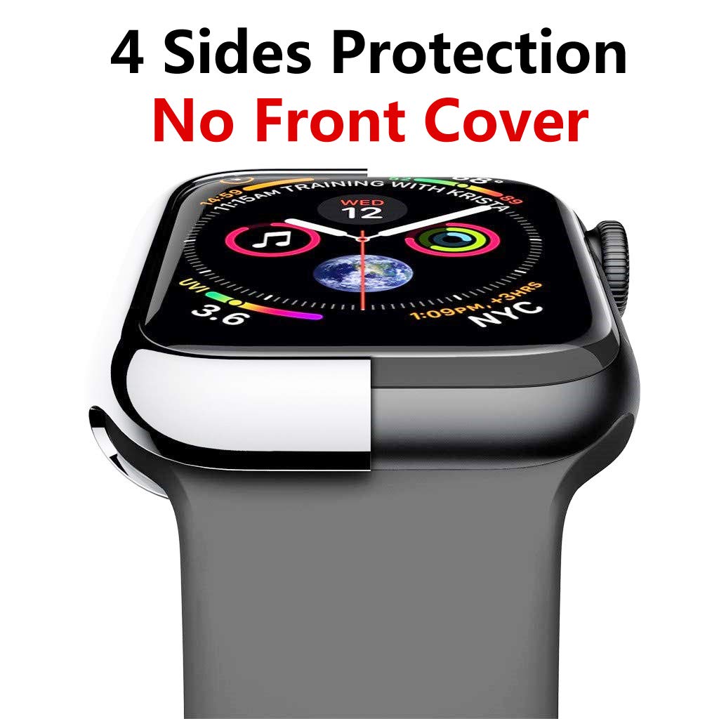 HANKN Case Compatible with Apple Watch Series 9 8 7 45mm /Series 4 5 6 SE 44mm, Soft TPU Plated Shockproof Iwatch Shell Cover Bumper [No Front Screen Protector] - Silver
