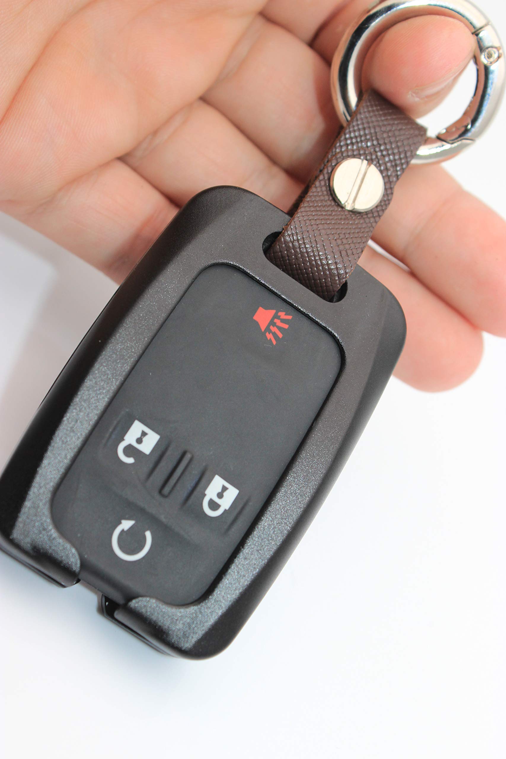 HHYE0130 - Black Aluminium Alloy Remote Car Key Fob Case 2/3/4/5/6 Button Protector Cover Shell Keychain For For Chevrolet/GMC vehicles