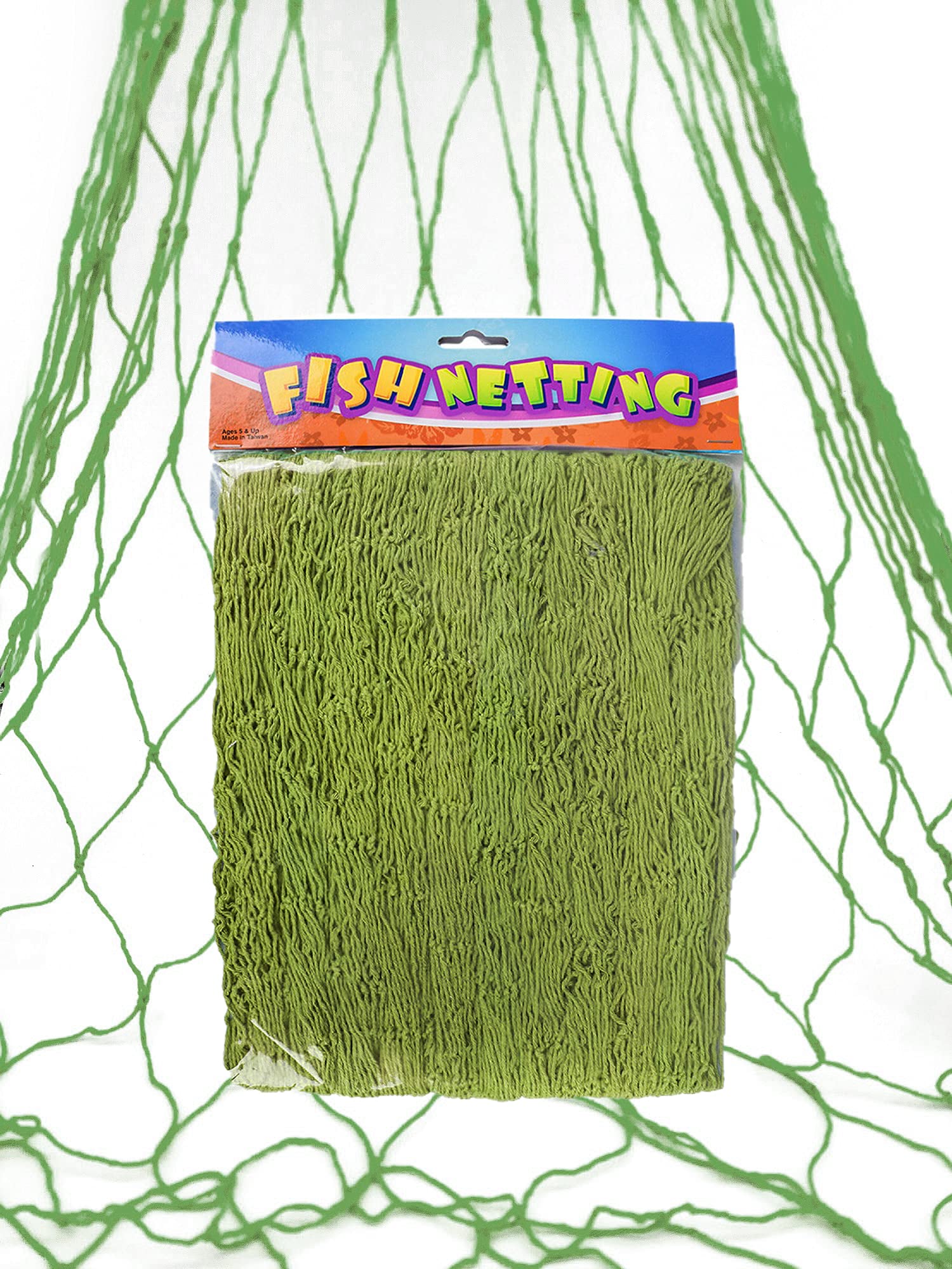 Zugar Land Colorful Cotton Green Fish Net (6 Ft x 15 Ft) Nautical Pirate Hawaiian Luau Fisherman Fishman Mermaid Decoratinve Fishing Netting. Hang Your Pictures. Wall Decor (Green)