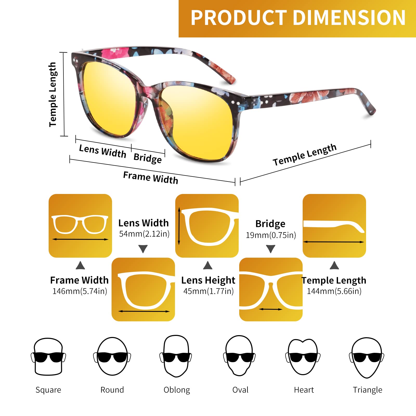 Kelinln Night Vision Driving Glasses Polarized Anti-glare, HD Yellow Tinted Glasses for Women Men