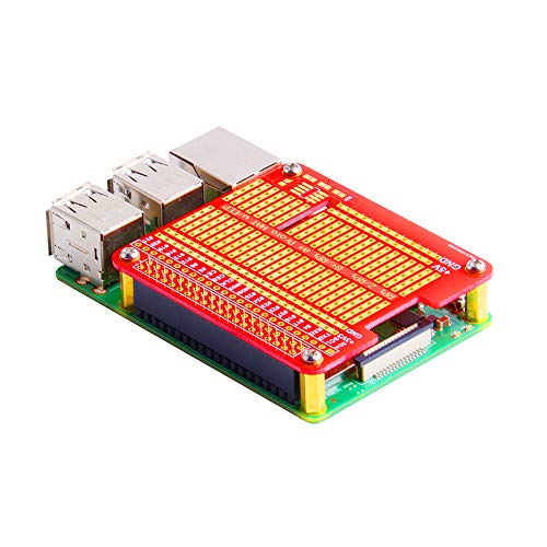 GeeekPi 4X Prototype Breakout DIY Breadboard PCB Shield Board Kit for Raspberry Pi 4 3 2 B+ A+ (Red)