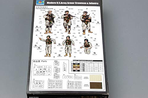 Trumpeter Modern US Army Crewmen and Infantry Figure Set, Scale 1/35, 6-Pack