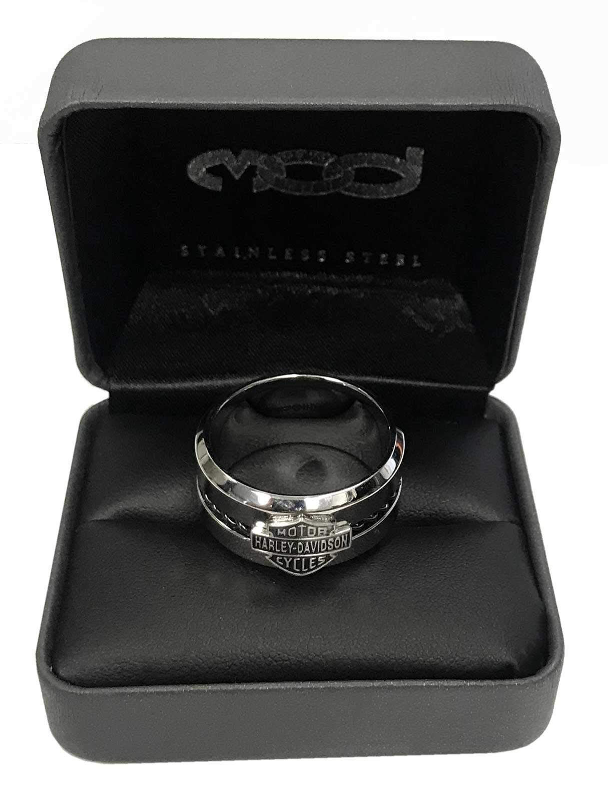 Harley-Davidson Men's Black Stainless Steel Wire Bar & Shield Ring HSR0032 (12)