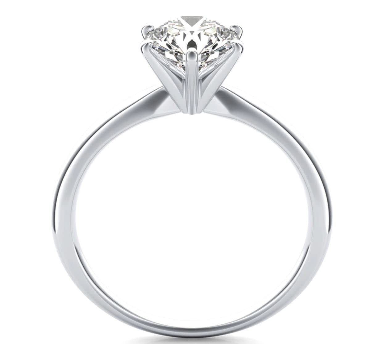 ISAAC WOLF 2 Carats Round D VVS1 Genuine Flawless Moissanite Diamond Solitaire Engagement Ring 10K Solid White, Yellow OR Rose GOLD (White Gold, 7)