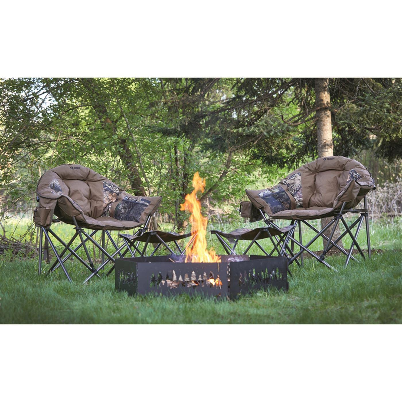 Guide Gear Club Camping Chair with Foot Rest, Oversized, Folding, Portable Chairs with Padded Seats, 500-lb. Capacity