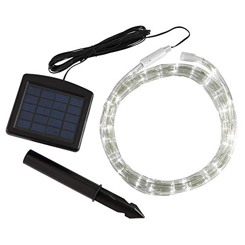 Hampton Bay Solar Powered 16 ft. Clear Outdoor Integrated LED 5000K Warm White Landscape Rope Light with Remote Panel