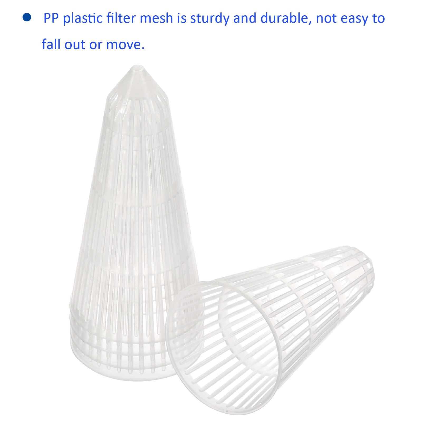 M METERXITY 5 Pack Plant Pot Hole Mesh Pads - Cone Shape Bonsai Flowerpot Drainage Grid Screen Apply to Outdoor/Garden (160x82mm, Clear)