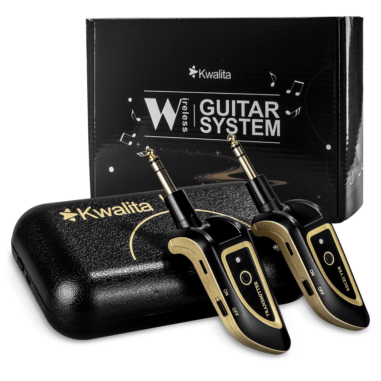 Kwalita Wireless Guitar System, Guitar Wireless Transmitter Receiver, Guitar Wireless System, Wireless Guitar Transmitter Receiver, Charging Case Included, Guitar Wireless Transmitter and Receiver