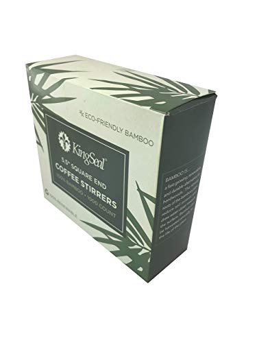 KingSeal Bamboo Coffee Stir Sticks, 5.5 inches, Square End, Stronger and Thicker Than Standard Wood, 100% Renewable and Biodegradable - 1 Box of 1000 Stirrers