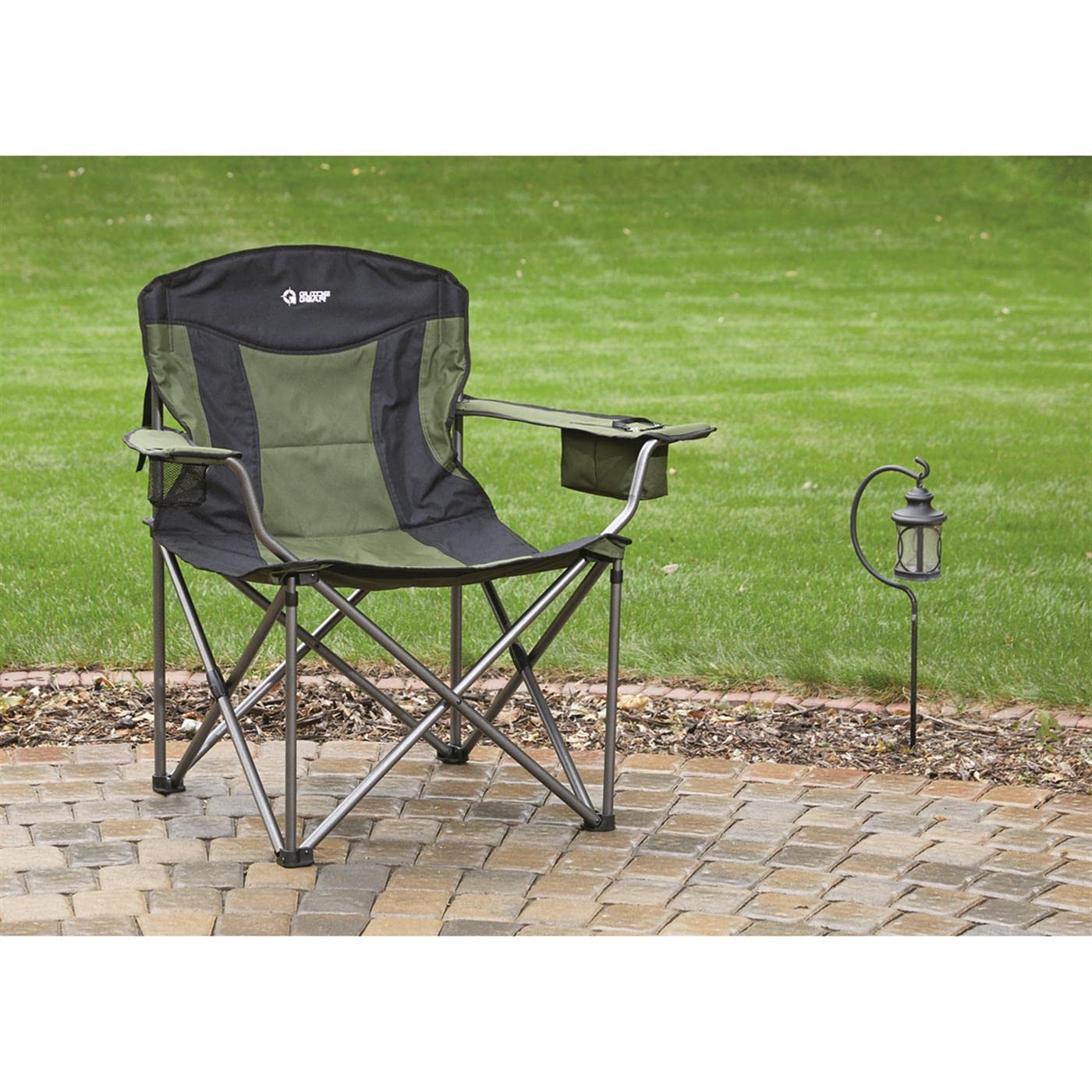 Guide Gear Oversized XXL Camping Chair for Adults, Outdoor Folding Camp Seat, 600-lb Capacity, Hunter Green/Black