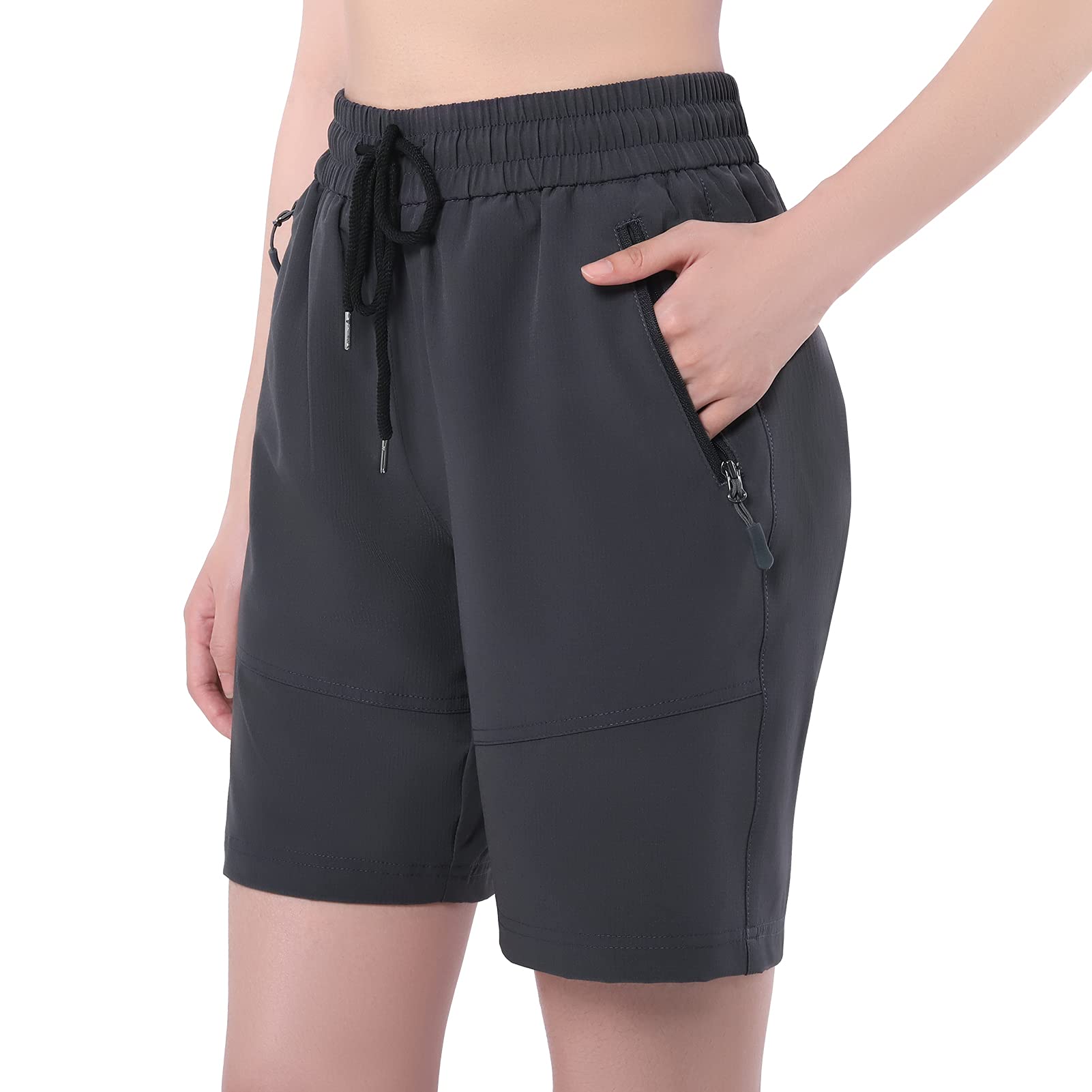 Hiauspor Women's Quick Dry Hiking Shorts Water Resistant Workout Athletic Running Shorts Bermuda Shorts Summer (Grey, X-Large)