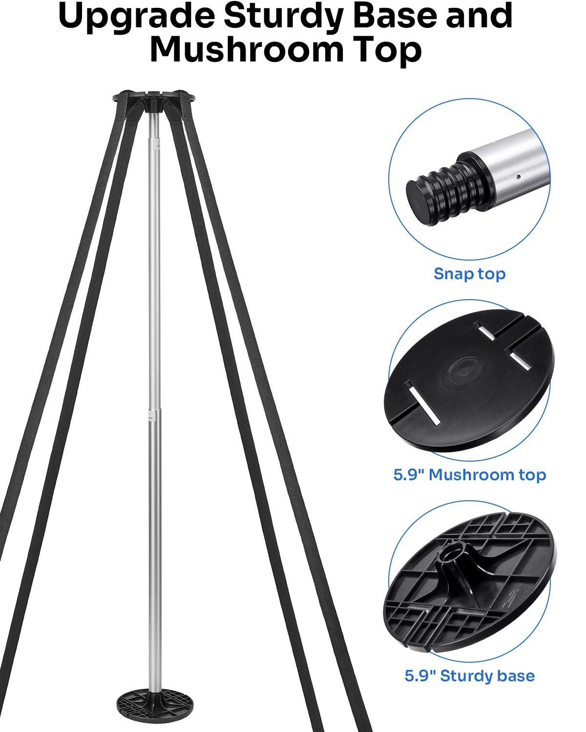 kemimoto Boat Cover Support Pole, Boat Support Poles System with Height Adjustable, Telescoping Pole Boat Cover Poles for Pontoon Boat Accessories - Four Webbing Straps Included