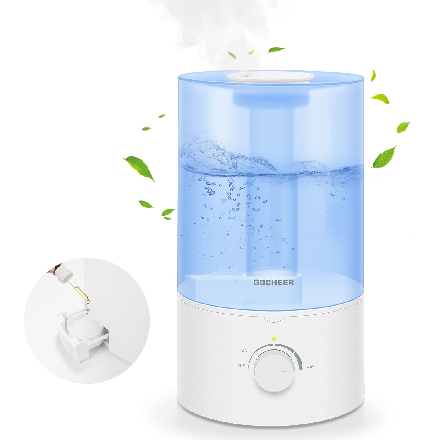 Humidifiers for Bedroom, Gocheer 3.5L Cool Mist Humidifier for Baby Room Home Ultrasonic Air Humidifier Essential Oil Diffuser Filter Free with Whisper Quiet Operation Adjustable Mist Output