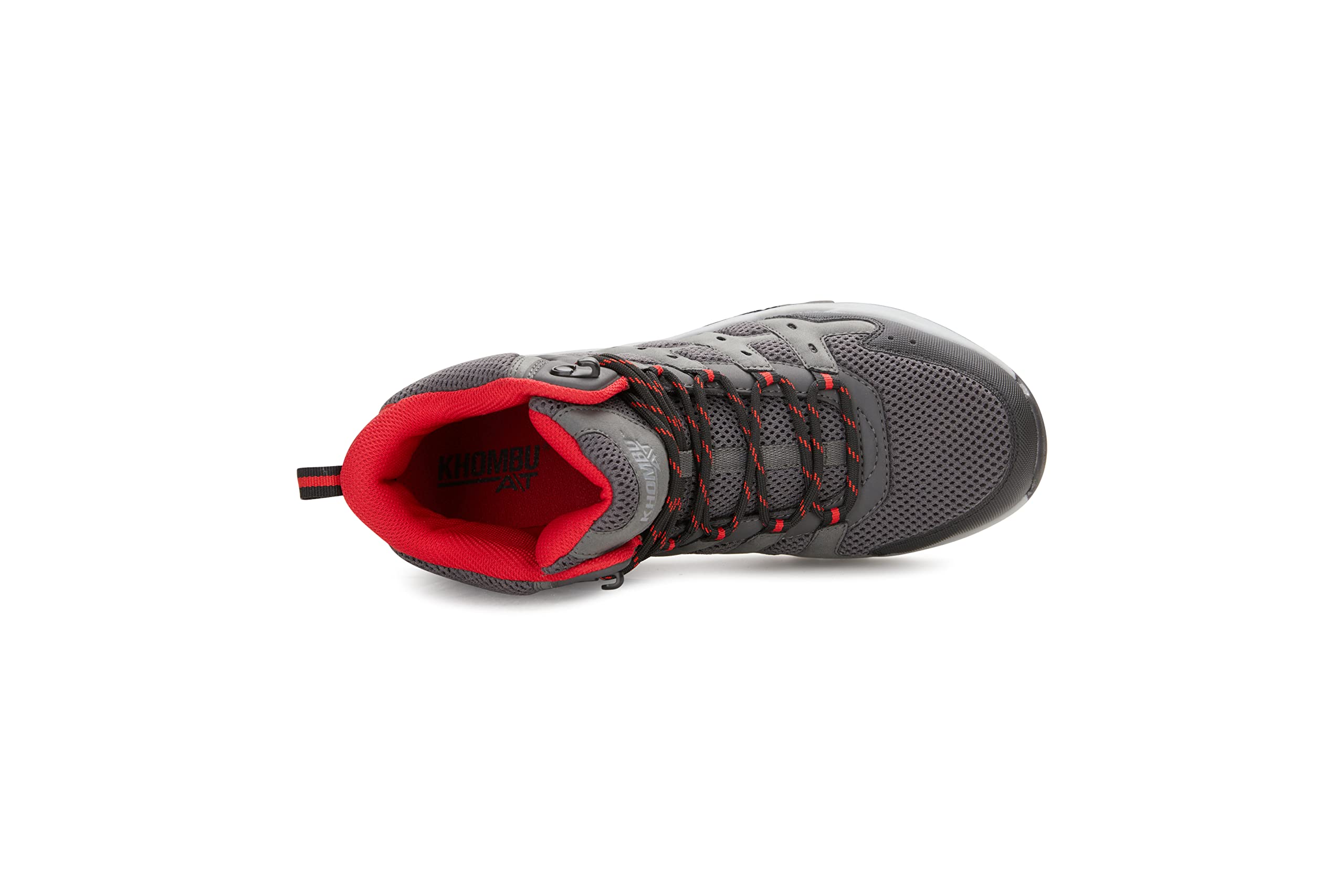 Khombu Atwood Waterproof Hiking Boots for Men Aggresive Lug Pattern Rugged & Hardy Structure, Forged Iron/Red, 10