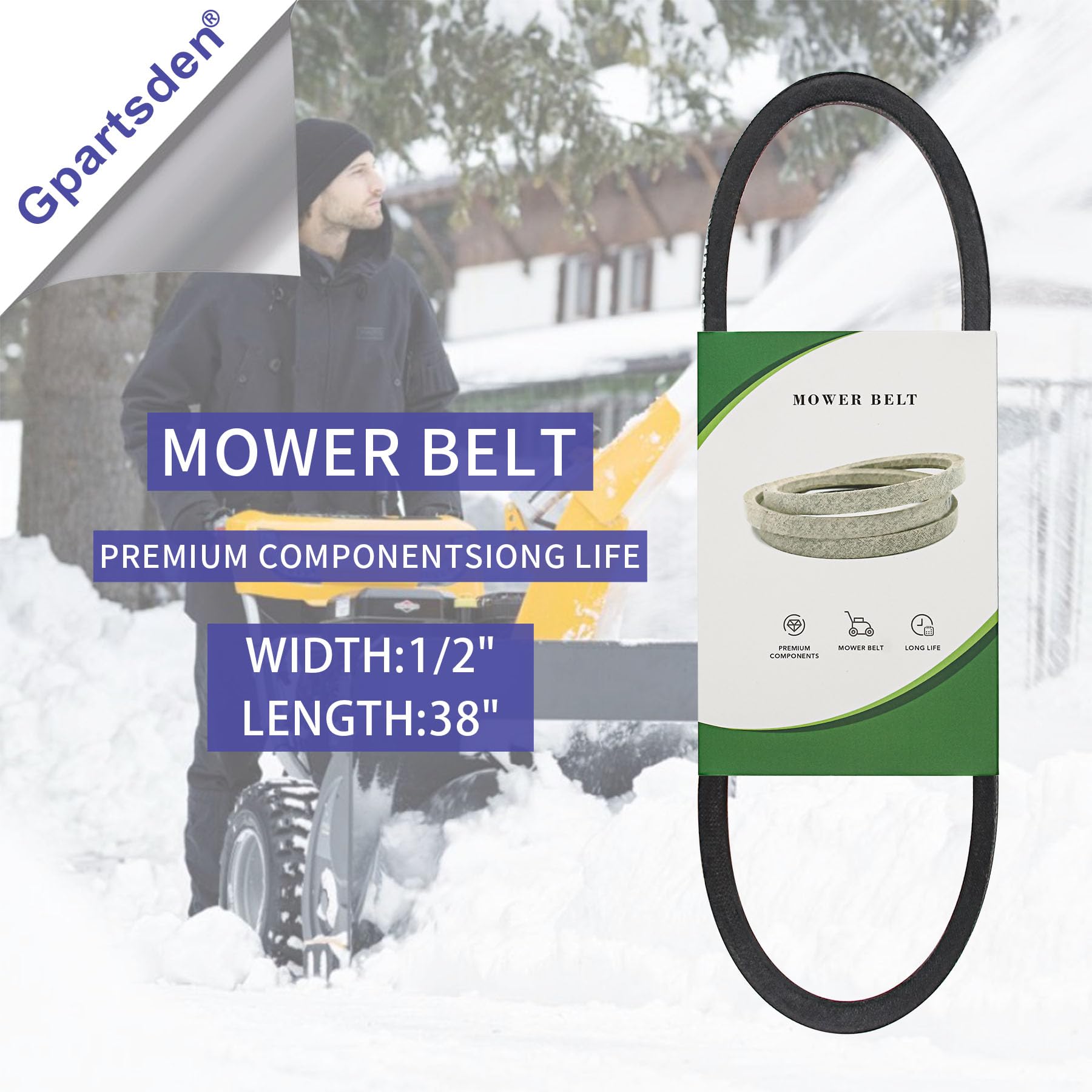 Gpartsden 585416MA 585416 Snow Blower Drive Belt Replacement for Murry Craftsman MTD Snow Thrower