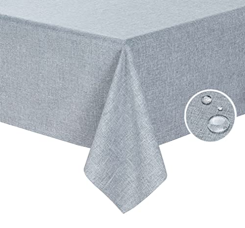 HOMCHIC Faux Linen Rectangle Tablecloth - Washable, Spillproof, Easy Care, Wrinkle Resistant, Thick Indoor and Outdoor Table Cloths, Premium Polyester Fabric-55 x 72 Inch-Oblong/Rectangular-Slate Grey