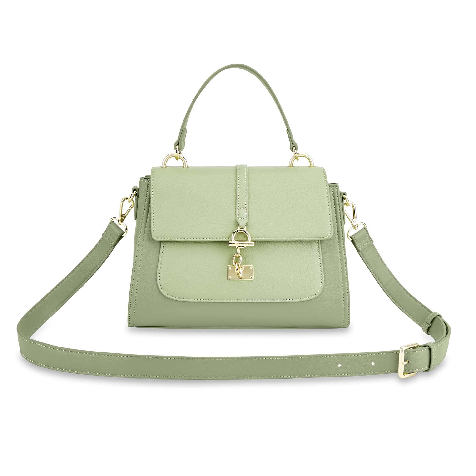 KATIE LOXTON Naomi Womens Vegan Leather Medium Top Handle Bag Satchel Purse Sage Green