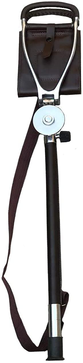 Haza NYC Adjustable Antique Brown Shooting Stick | Very Durable Heavy Duty Big Size Leather Seat Folding Chairs | Polo Fishing Golf Seat Stick | Lightweight Hiking Walking Sticks