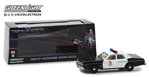 Greenlight 1977 Dodge Monaco Metropolitan Police The Terminator (1984) Movie 1/43 Die-cast Model Car 86534, Black/White