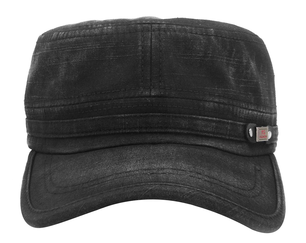 Glamorstar Unisex Cadet Army Cap Washed Cotton Military Corps Hat Flat Top Cap Black,One Size