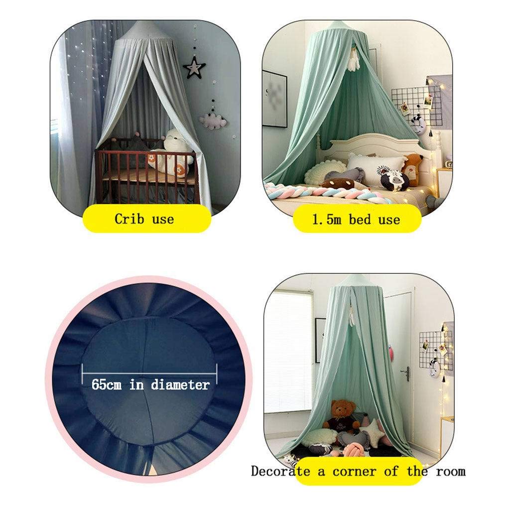 HUNOL Bedroom Decoration Bed Canopy,Polyester Princess Bed Curtain Blackout Dome Kids Teepee Installation Easy for The Baby Crib-Dark Blue