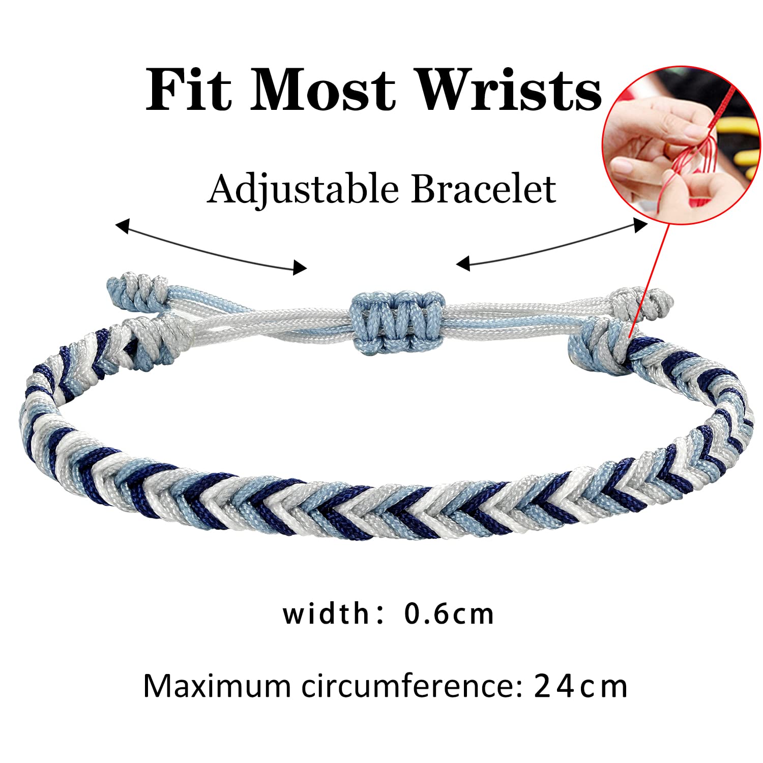 JENDEAR SHINE Rope Bracelet for Women, Hand Braided Rope Gradient Color Adjustable, Casual Party Couple Friendship Birthday Gift