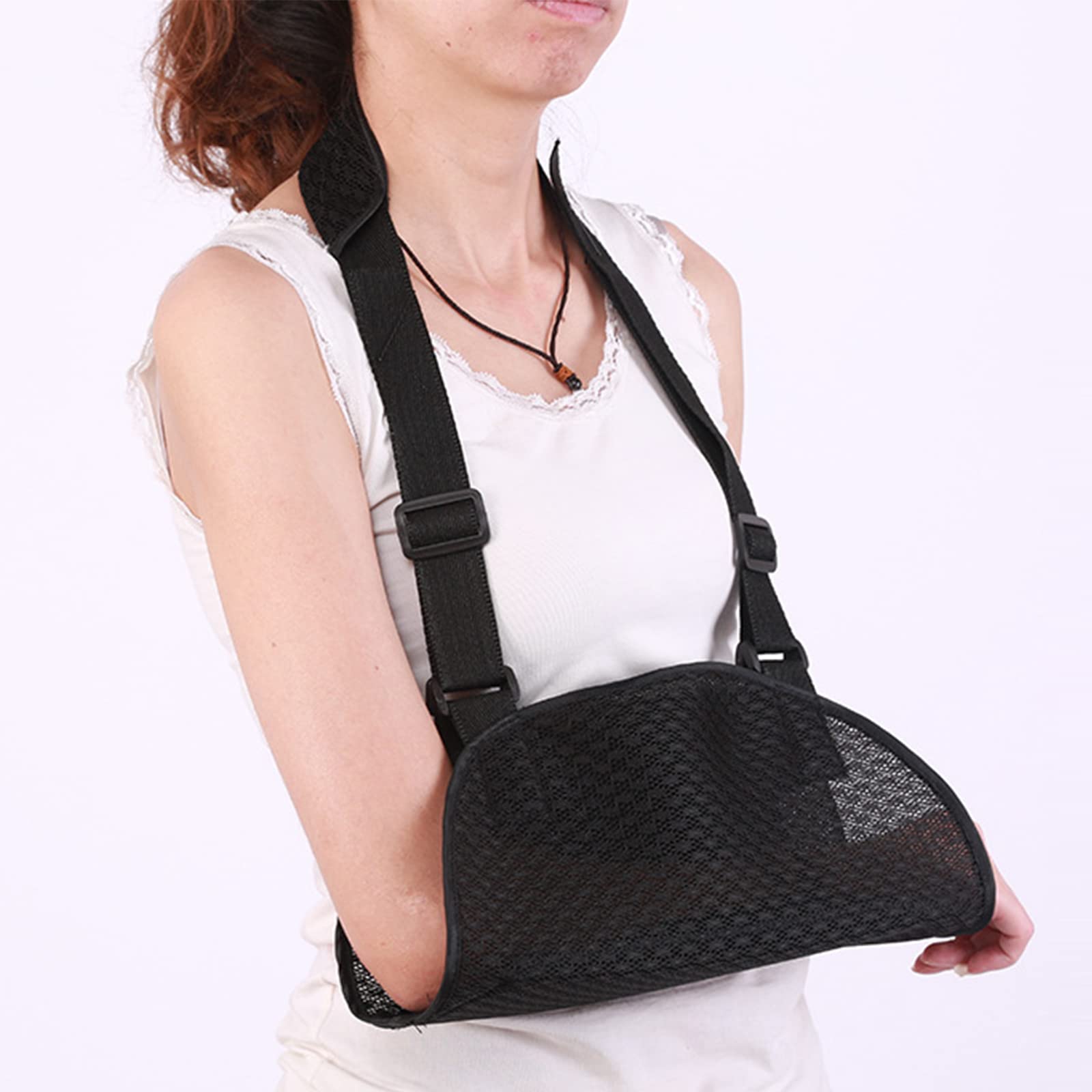 LJYLJH Adjustable Mesh Shoulder Sling - Arm Brace for Torn Rotator Cuff Injury - Right/Left Support for Men and Women - Stabilizer for Elbow, Wrist Injuries,Black
