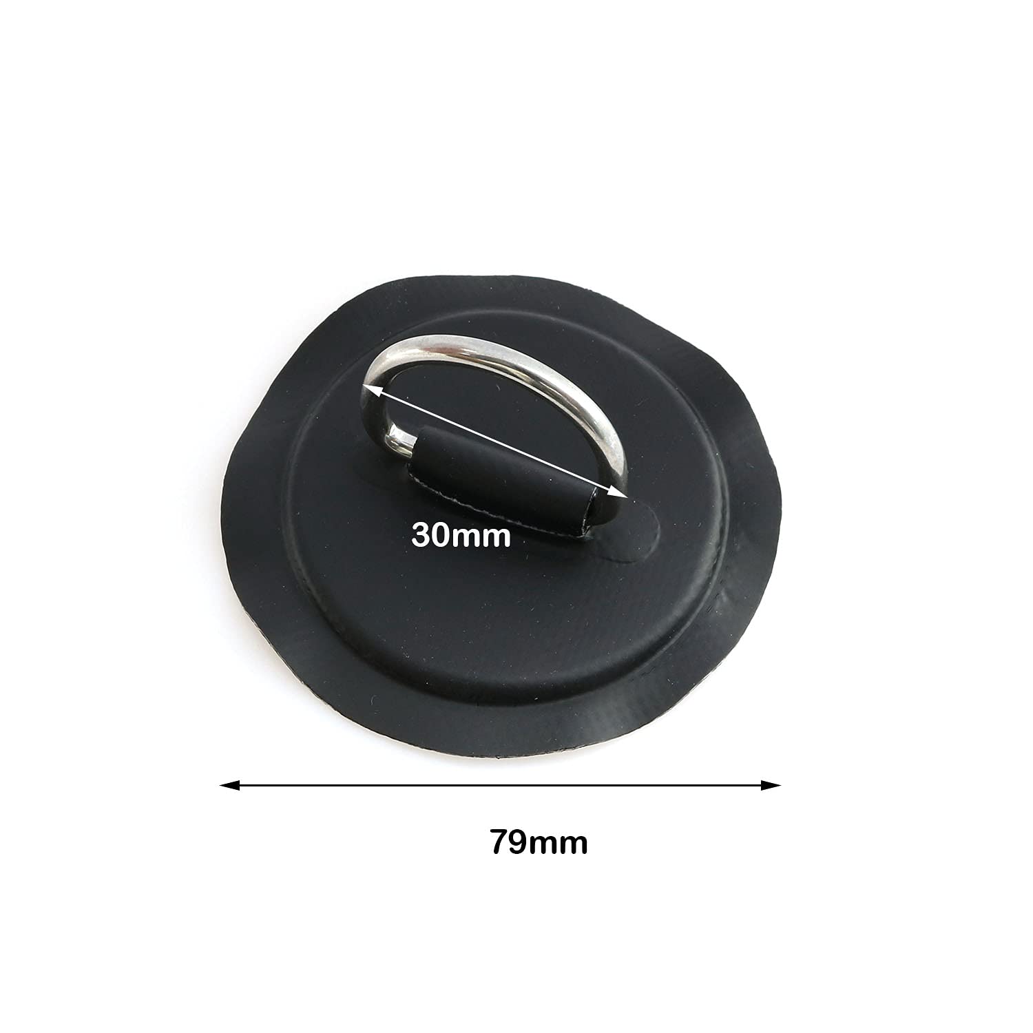 heyous 2pcs D-Ring Pad PVC Patches PVC Patch with Stainless Steel D-Ring for Dinghy Kayak Surfboard Paddle Board, Black