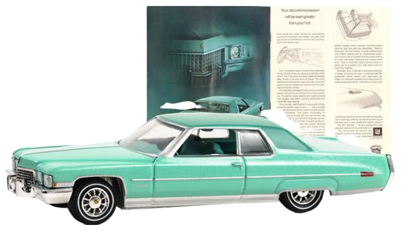 Greenlight 39130-D Vintage Ad Cars Series 9-1971 Caddy Coupe deVille “Your Second Impression Will Be Even Greater Than Your First” 1/64 Scale