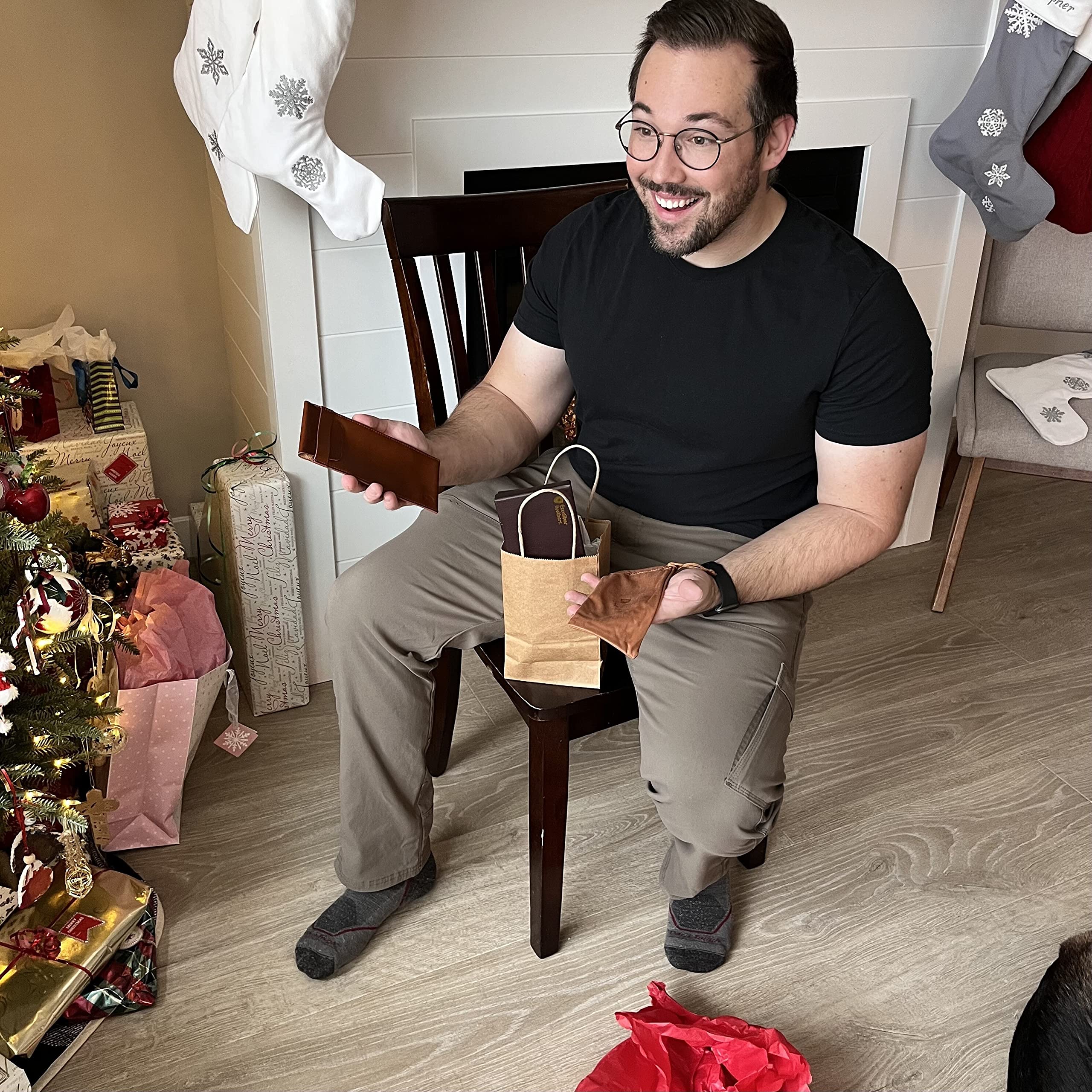 Leather Eyeglass Cases for Men - Premium Quality Leather with Microfiber Polishing Cloth and Soft Pouch , Eyeglass Case Slip In with Flap best for Reading Glasses and Ideal Gift for Men