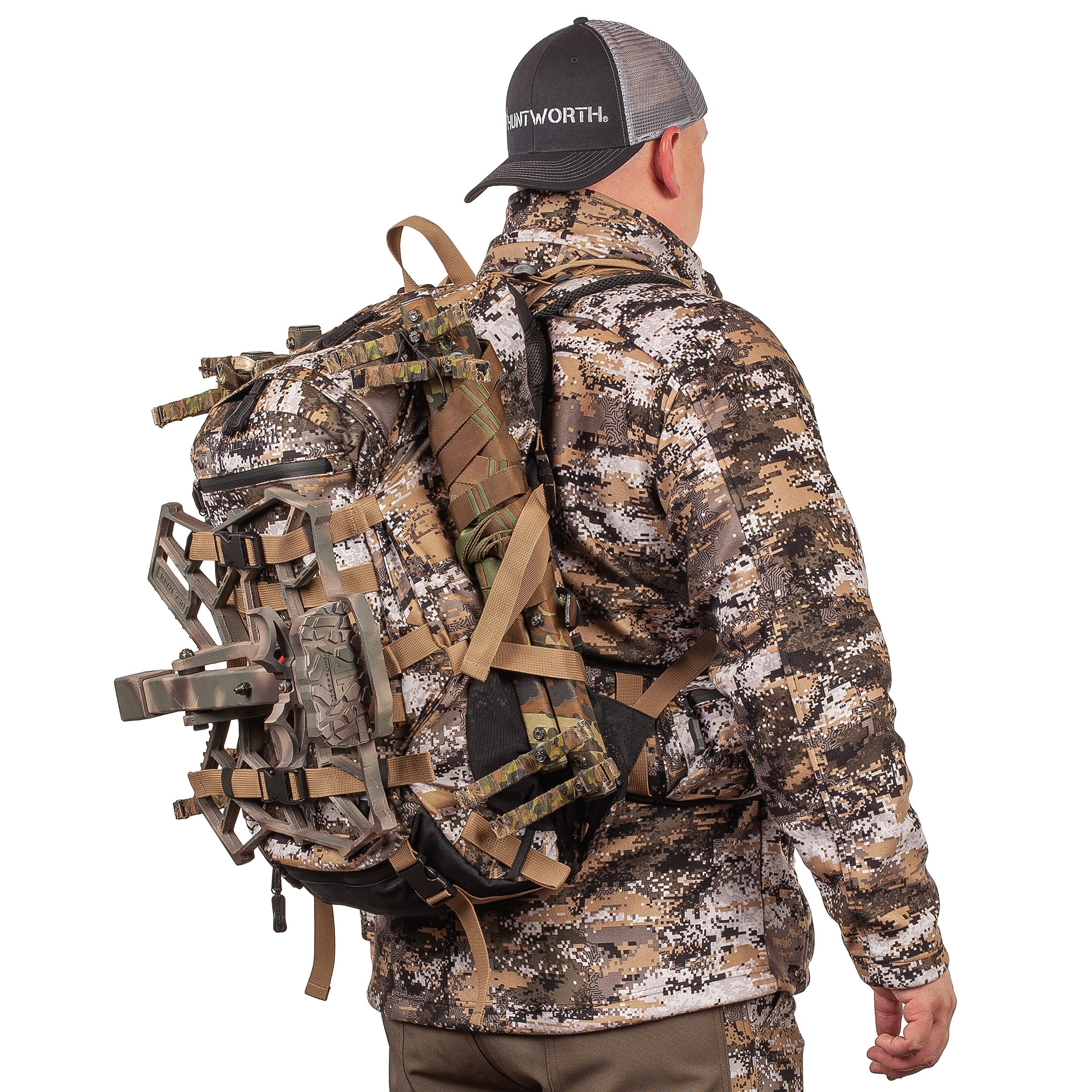 Huntworth Hickory Light Hunting Backpack With Weight Suspension System, Compatible Hydration Backpack, Water Ressitant And Plenty Storage Space, 3Lb Disruption Camo Backpack