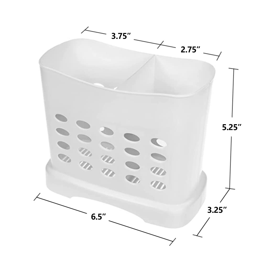 KOREAC_ Kitchen Storage Chopsticks Holder Basket for Dishwashers L6.3” X H5.3” X W3” Plastic Drain Rack/Capacity 2 Divided Compartments