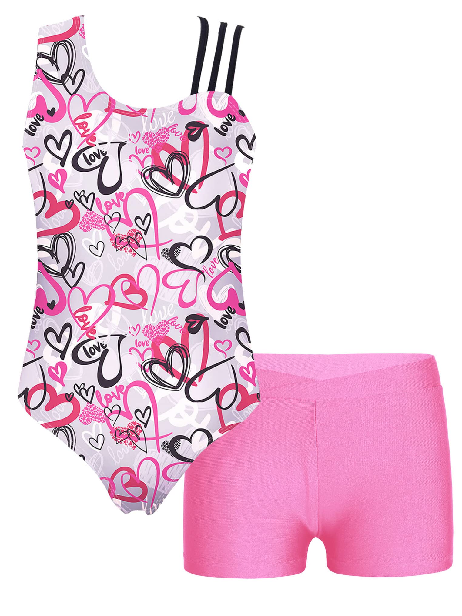 Kaerm Children Girls Two Piece Gymnastics Ballerina Outfits Sleeveless Yoga Suit Ballet Dance Leotard Letter Grey C 4 Years