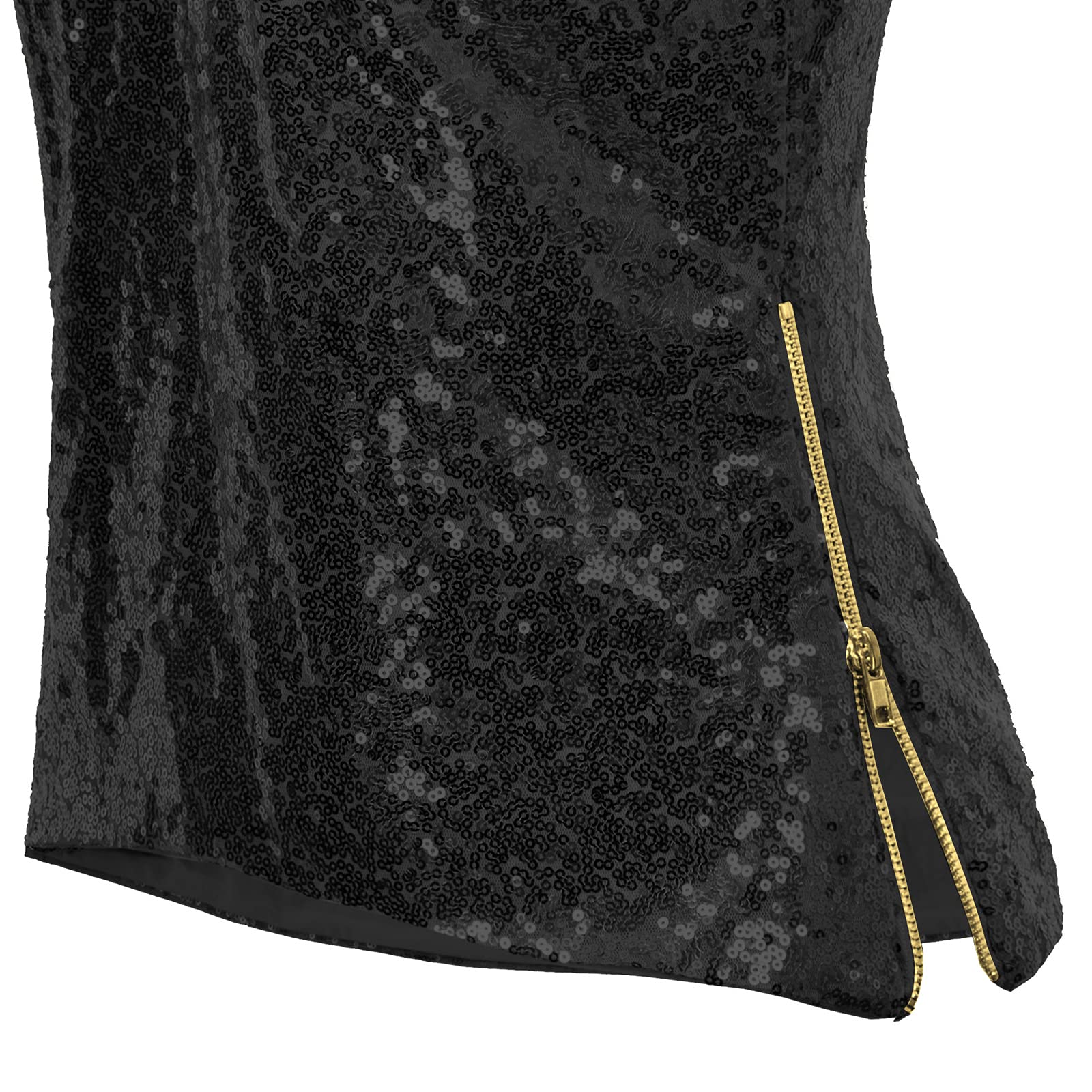 GRACE KARIN Women's Sleeveless Sequin Tops V-neck Vest Camisole T-shirt Blue Green L