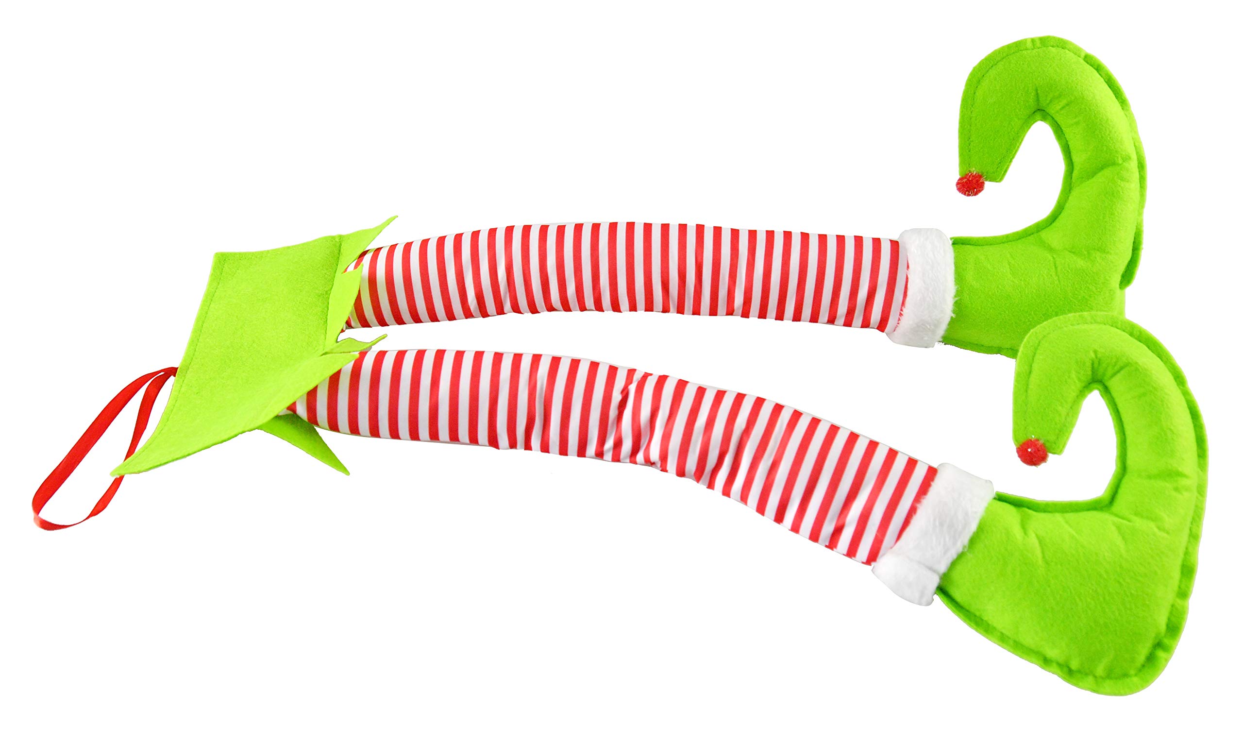 HOME-X Hanging Elf Legs, Christmas Home Decor, Festive Christmas Decorations for The Home or Car, 24" L x 8" W x 2" H, Red/White/Green