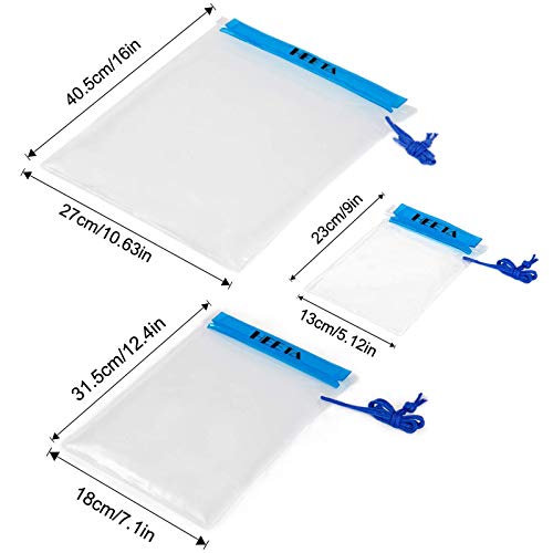 HEETA Waterproof Dry Bag for Women Men Transparent Blue 5L Bundle with 3-Pack Clear Waterproof Dry Bag