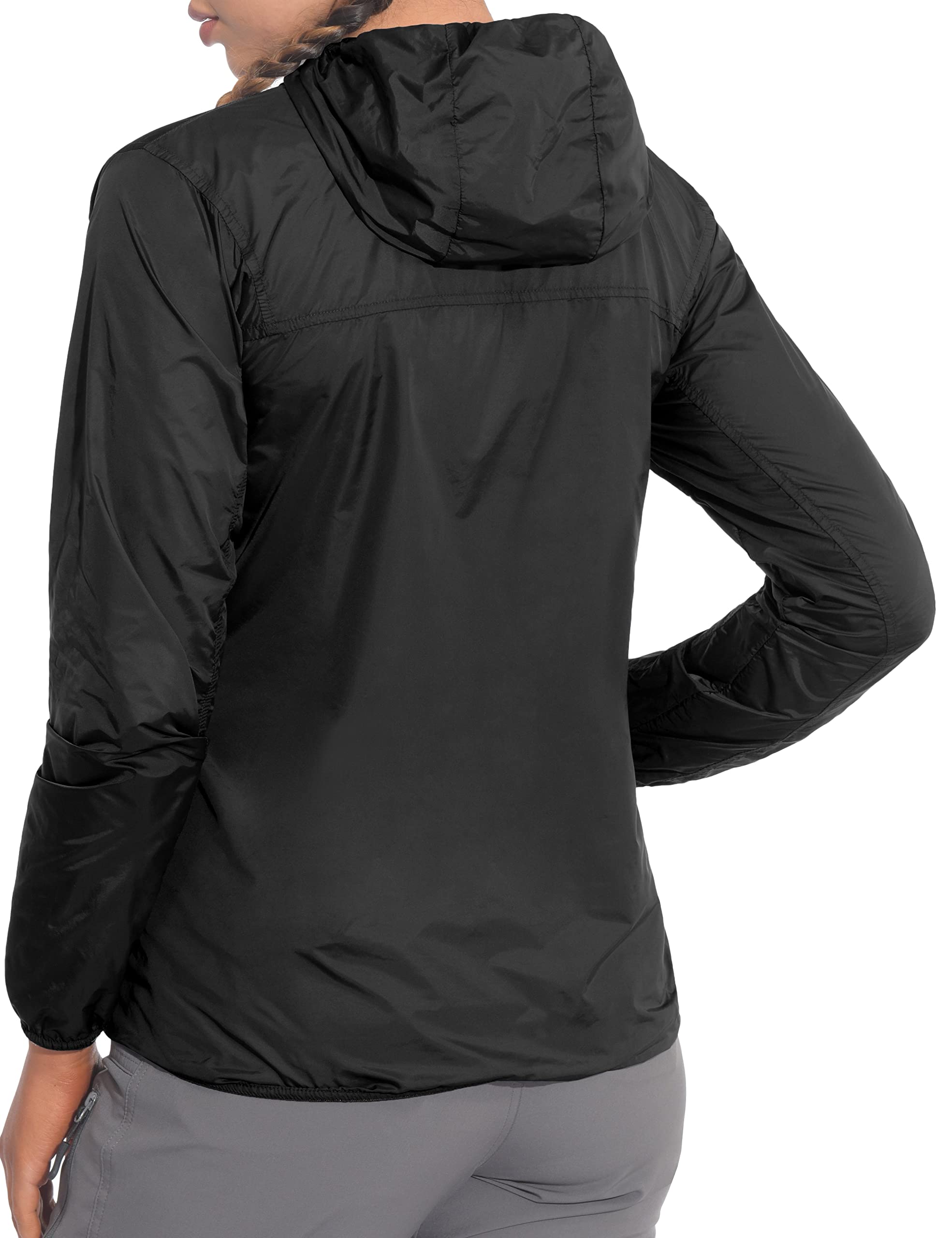 Little Donkey Andy Women's Running Windbreaker Jacket Lightweight Packable Water Resistant Jacket with Hood for Cycling Camping, A Ultralight Purple S