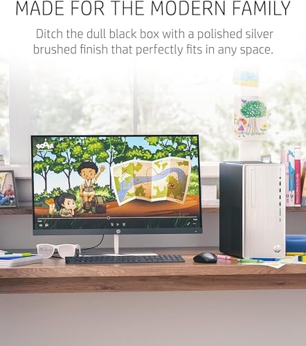 HP Pavilion Desktop, AMD Ryzen 5 5600G, 16GB RAM, 1TB HDD, 512GB SSD, Windows 11 Pro, HDMI, Wi-Fi 5, Bluetooth, USB C, SD Card Reader, Natural Silver, PCM