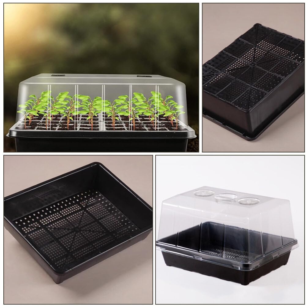 GANAZONO 1 Set Starter Tray,Germination Tray with Humidity Dome Lids Greenhouse Grow Trays for Growing Starting