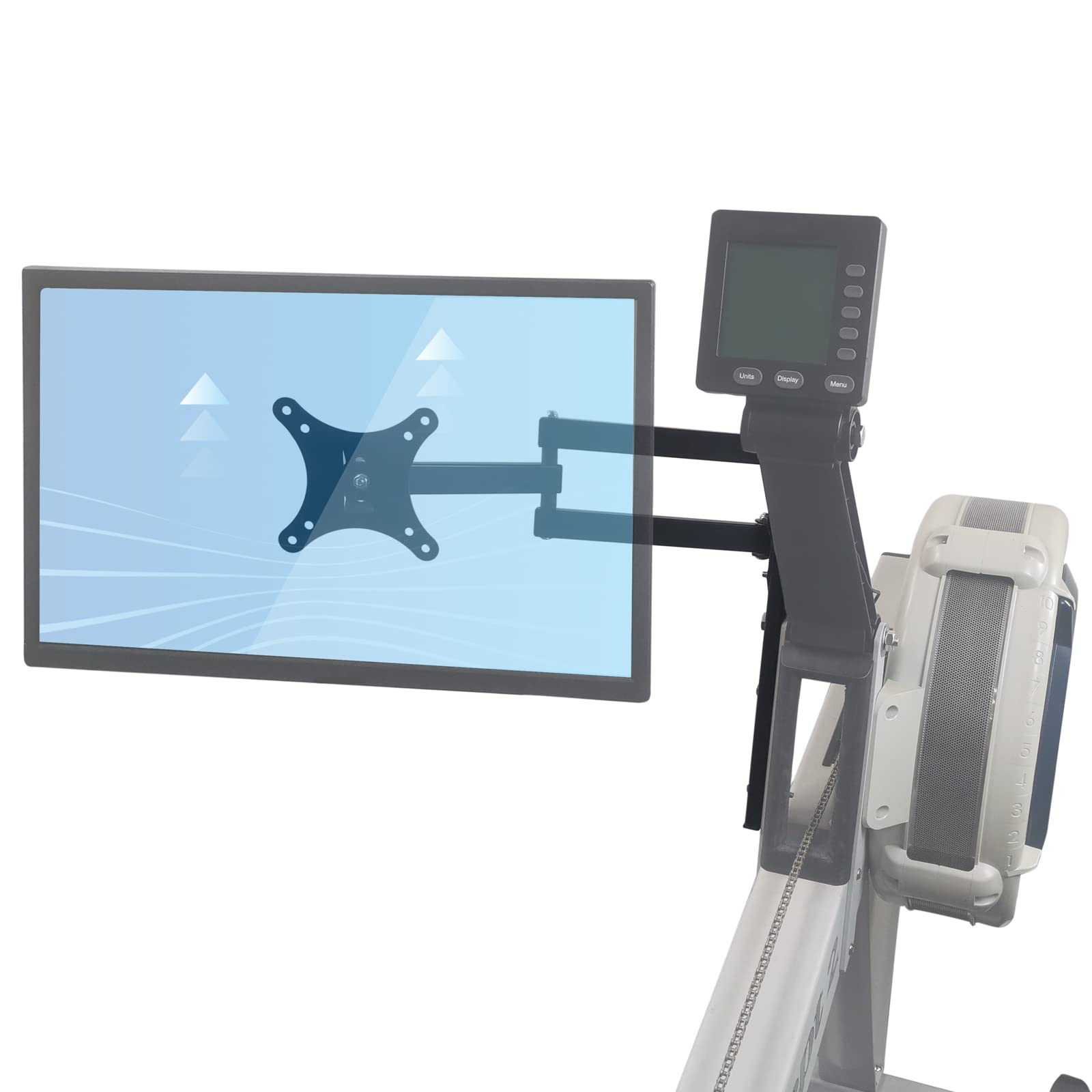 JISHAHS Monitor Mounting Arm for Concept 2 Rowing Machine, Horizontally Adjustable Articulating Arm for Most 12-27 Inch Flat Curved Screen TVs & Monitors Holds 30lbs, Ideal Accessory for C2 Rower