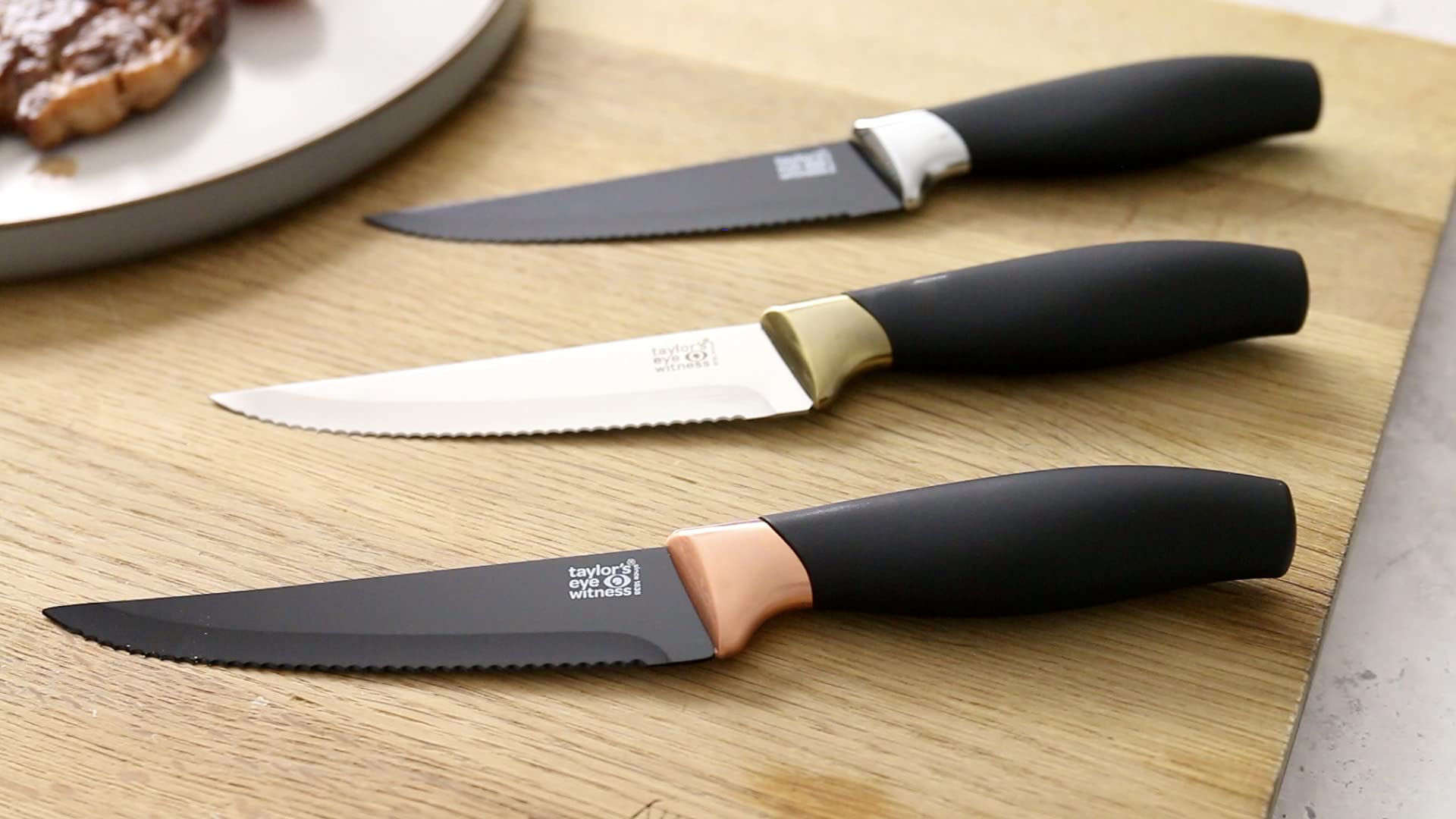 Taylors Eye Witness Knife Steak Set of 4 Brooklyn Brass