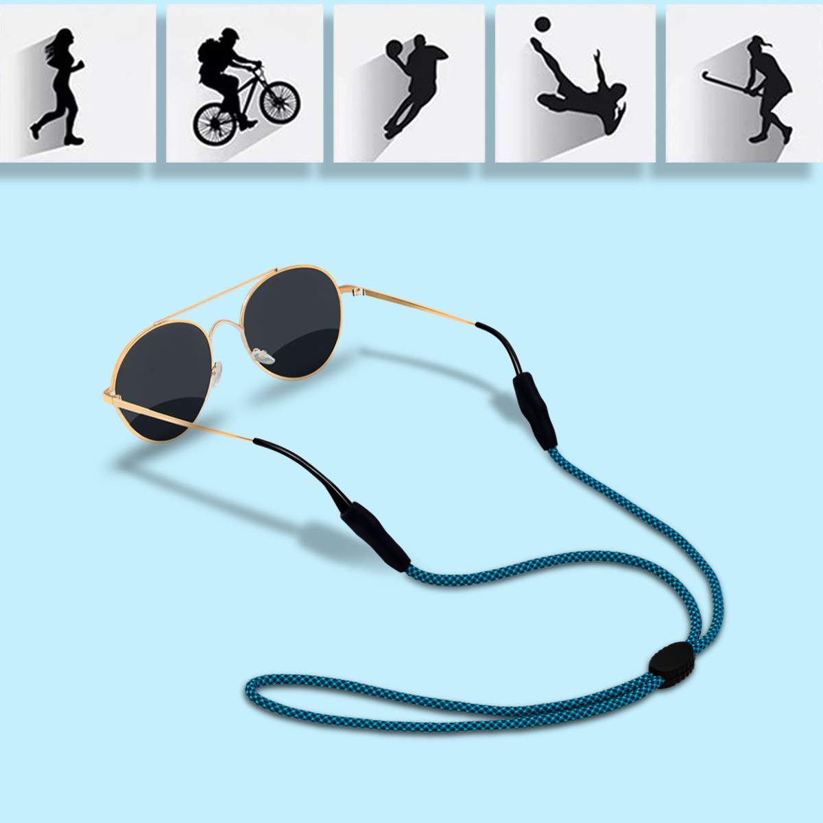 HALF CRESCEN Glasses Strap (2 PCS) Sports Eyeglass Cord Adjustable Sunglasses Retainer for Men Women
