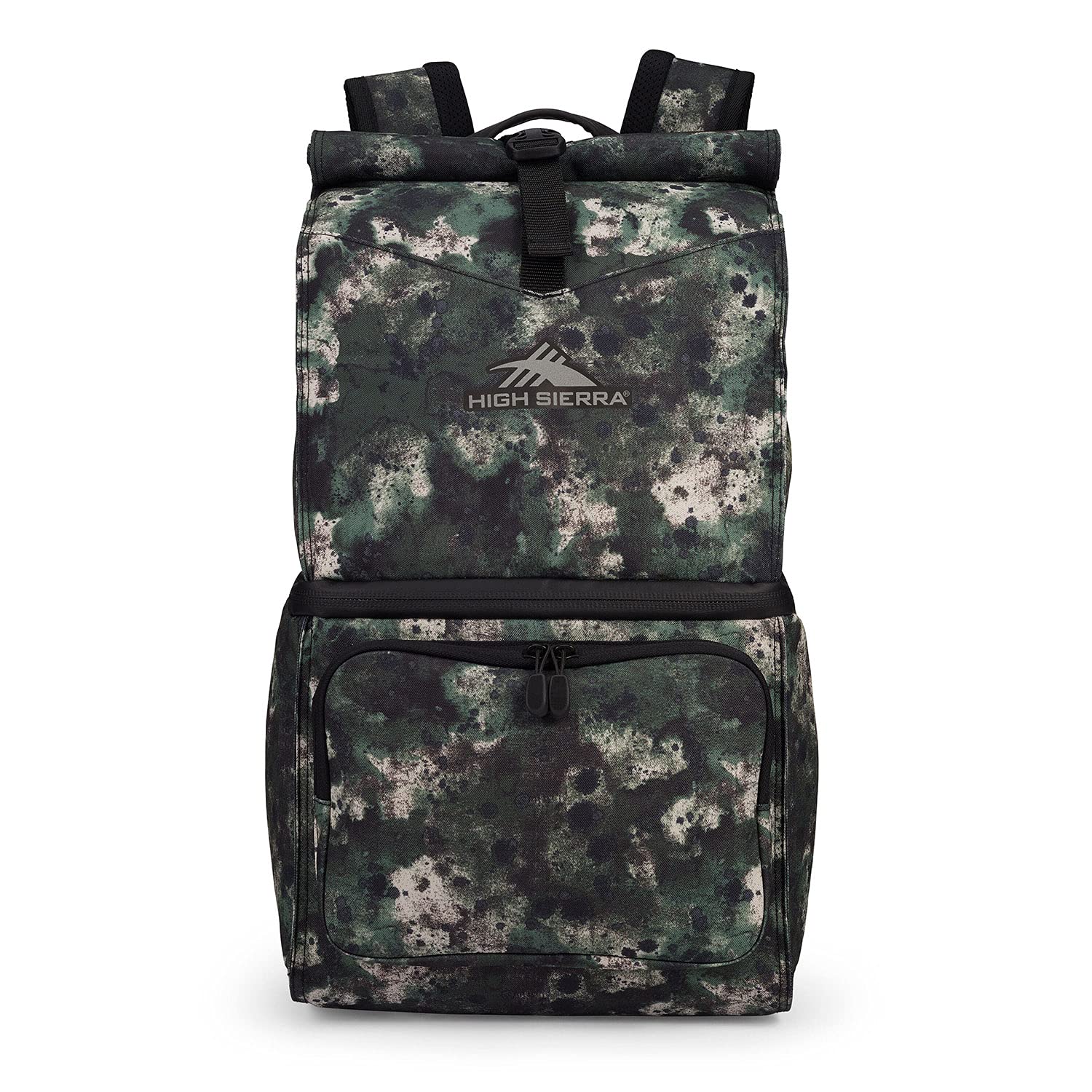 High Sierra Beach N Chill Cooler Backpack with Bottom Cooler Compartment and Liner for Hiking, Running, Climbing, or Cycling, Urban Camo