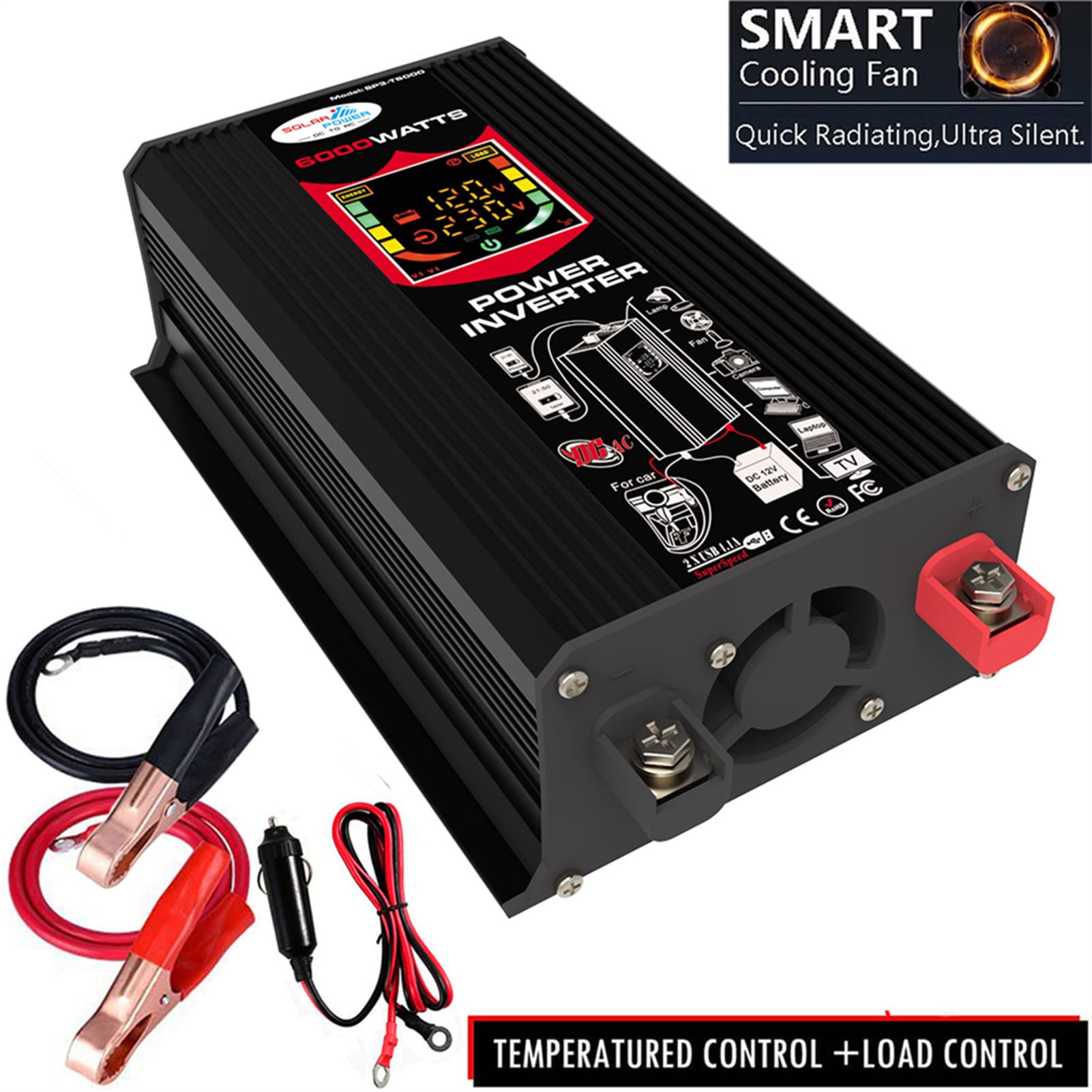 HEGZA Solar System Kit, 6000W Complete Solar Kit, Solar Panel Kit with Over Heating Prevention, 18W 12 V Solar Panel 30A Solar Charge Controller for Outdoor Camping Trips RV Boat