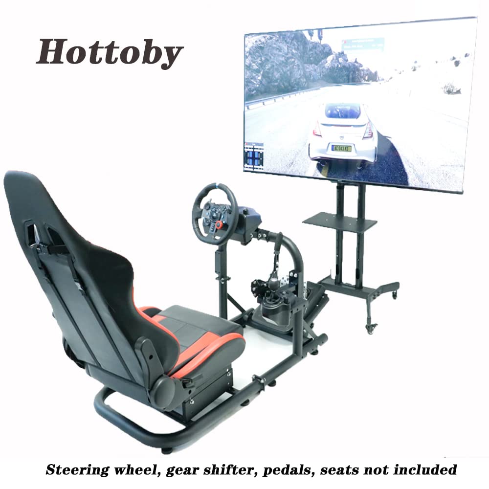 HOTTOBY 50mm thick circular tube G29 Driving Simulator Cockpit, Racing Wheel Stand fits for Logitech G25 G27 G920 Racing Simulator Cockpit,Wheels Pedals and Racing Seat Not Include
