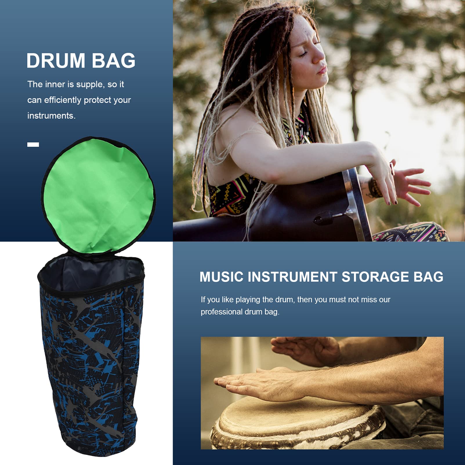 Generic Djembe Bag Djembe Drum Carry Case Soft Gig Bag Backpack African Drum Carry Bag with Shoulder Strap Musical Instrument Accessory 12inch, 924BR73451W10X473