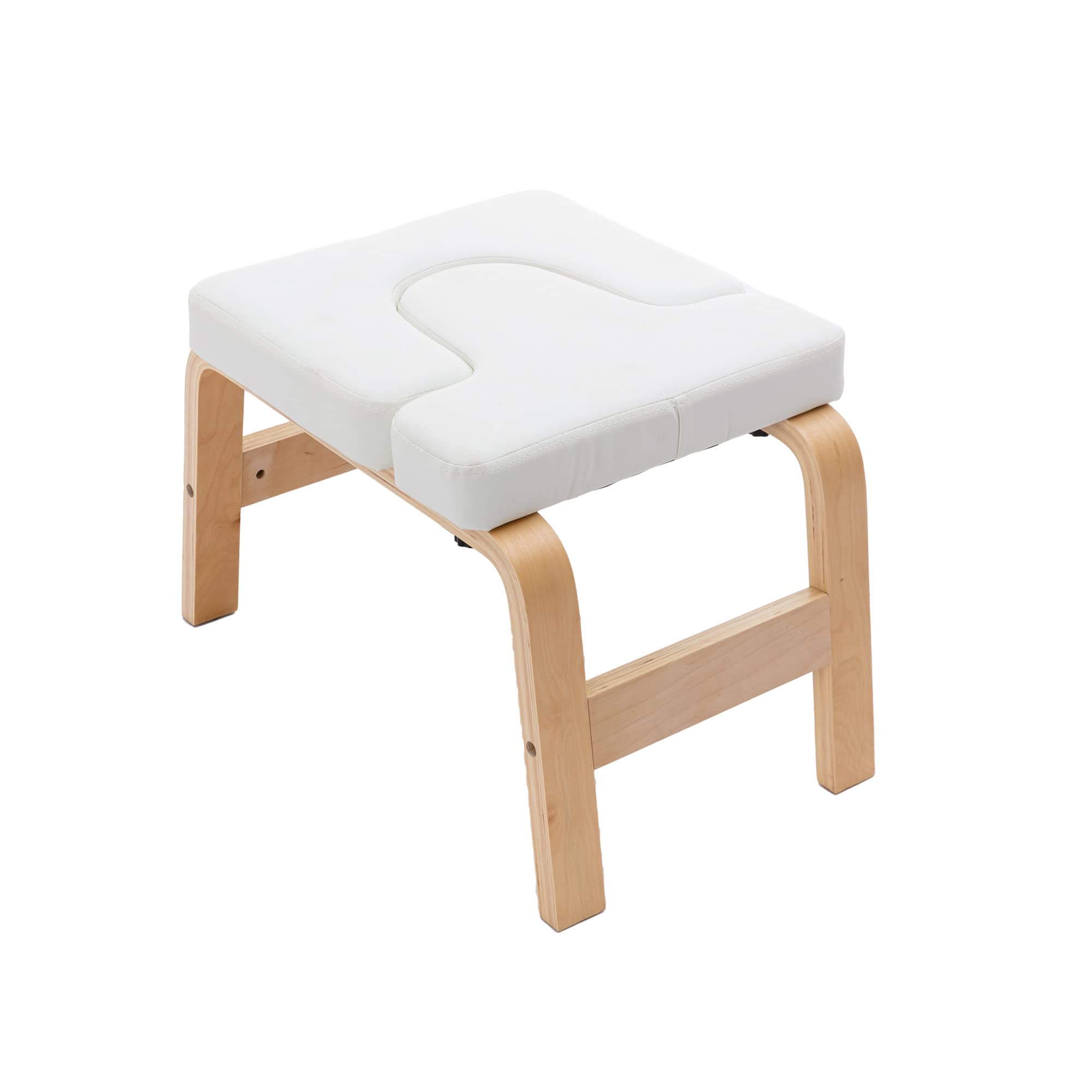 KCC Yoga Headstand Bench,Yoga Inversion Chair,Yoga Inversion Trainer, Wood Frame and PVC Pads,White