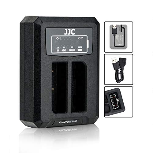 USB Dual Battery Charger for Fujifilm NP-95 FinePix X100 X100S X-S1 X30 X100T FinePix Real 3D W1 FinePix F31fd FinePix F30 and Ricoh DB-90 GXR GXR Mount A12 GXR P10