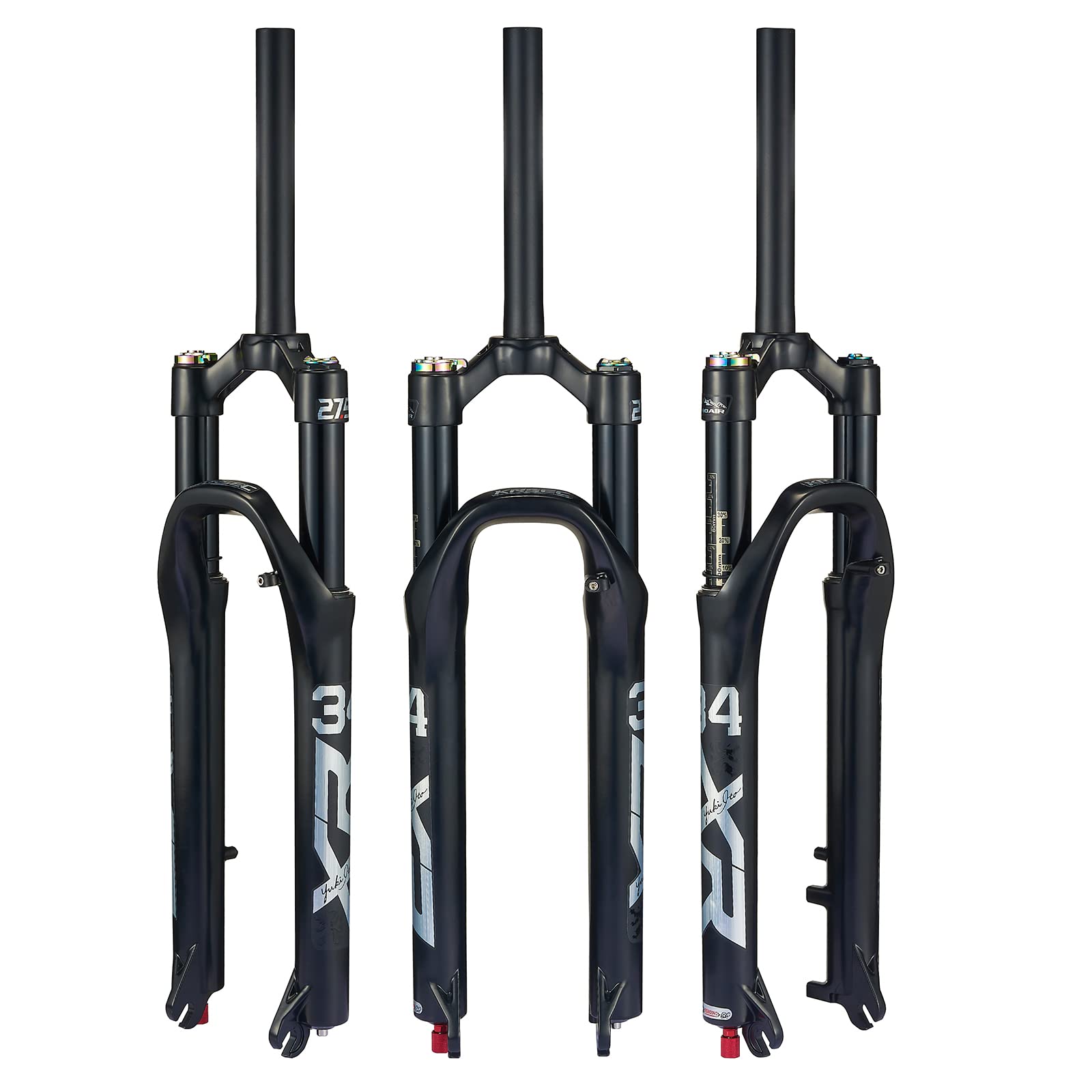 KRSEC Air Suspension Fork 27.5 inch Mountain Bike Travel 120mm Quick Release QR 9mm 28.6mm Straight Tube Manual Lockout Rebound Adjustable Ultralight Mountain Bike Front Forks XC AM 27.5"