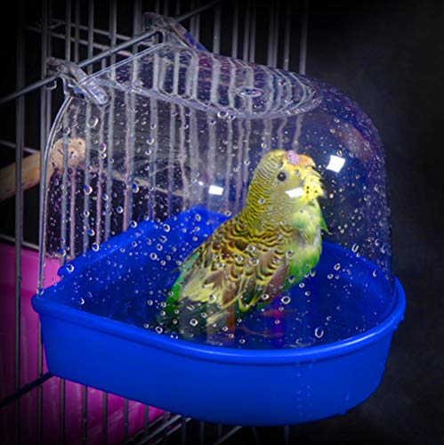 YJJKJ Caged Bird Bath Bird Cage Parrot Supplies Bathing Tub for Small Brids Canary Budgerigar Cockatiel Lovebird(Random Color)